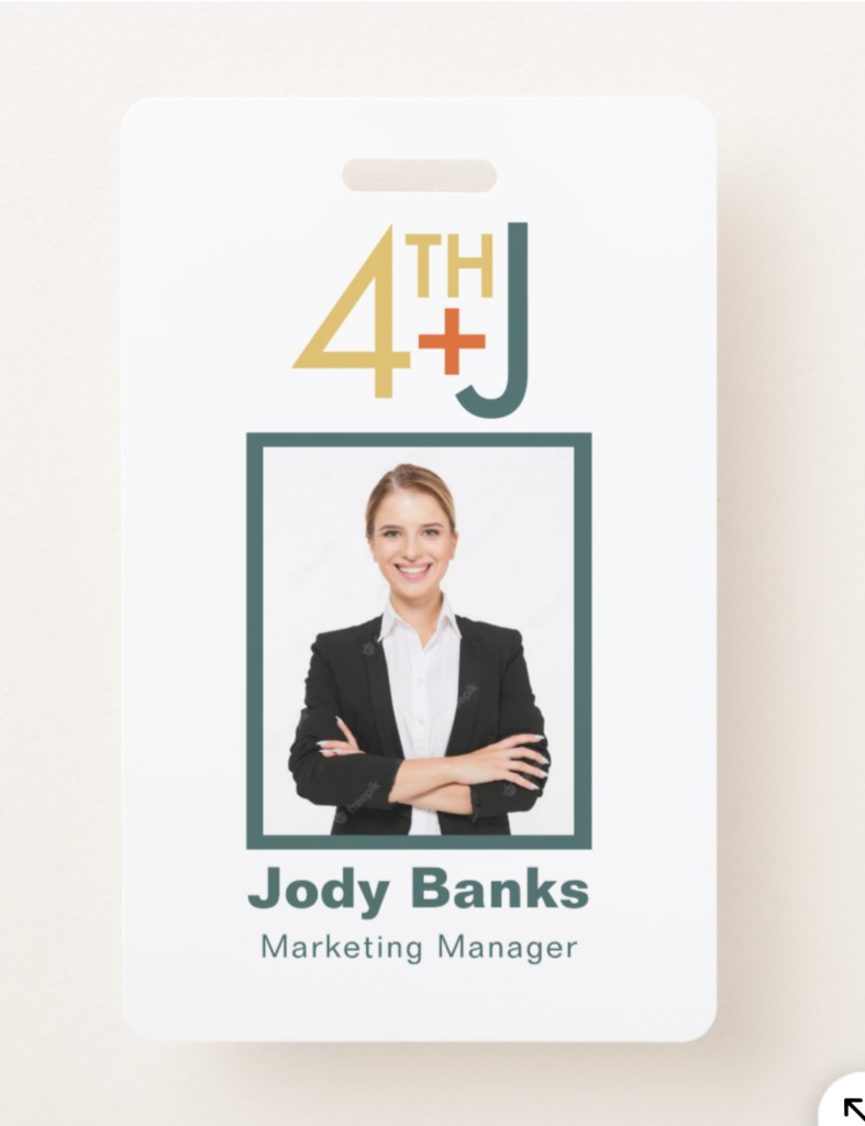 Property branded photo ID badge - Book and Ladder Store